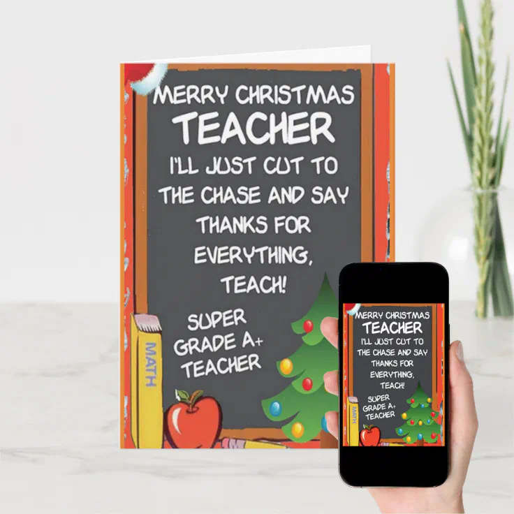 MERRY CHRISTMAS TO MY SUPER ***TEACHER*** HOLIDAY CARD | Zazzle