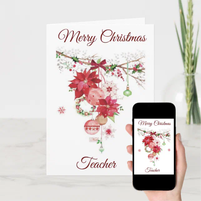 MERRY CHRISTMAS TO **TEACHER** HOLIDAY CARD | Zazzle