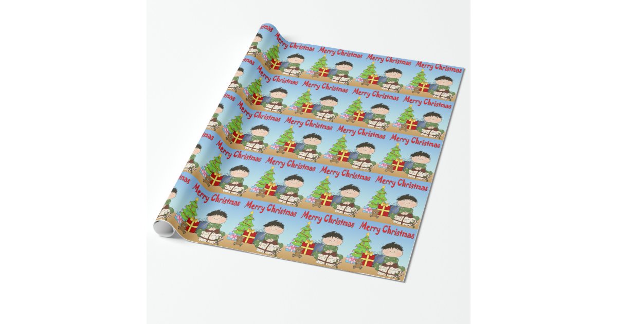 Merry Christmas Toddler Boy Wrapping Paper | Zazzle