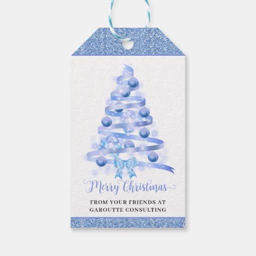 Merry Christmas Tree Corporate Holiday Gift Tags | Zazzle