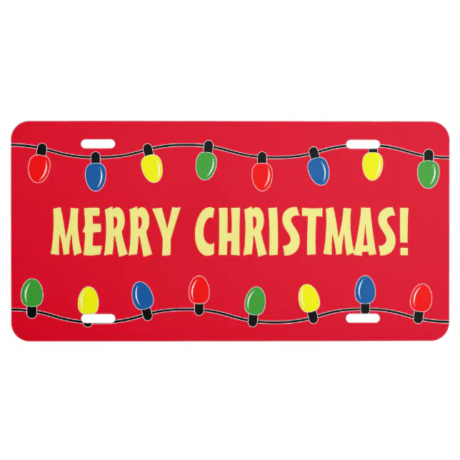 Merry Christmas tree lights car license plate | Zazzle
