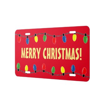Merry Christmas tree lights car license plate | Zazzle