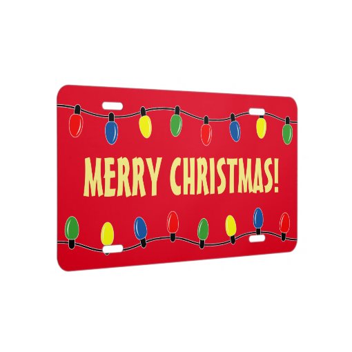 Merry Christmas tree lights car license plate | Zazzle