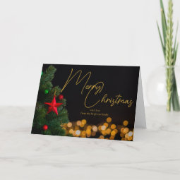 Merry Christmas Twinkling Gold Lights Custom Holiday Card | Zazzle