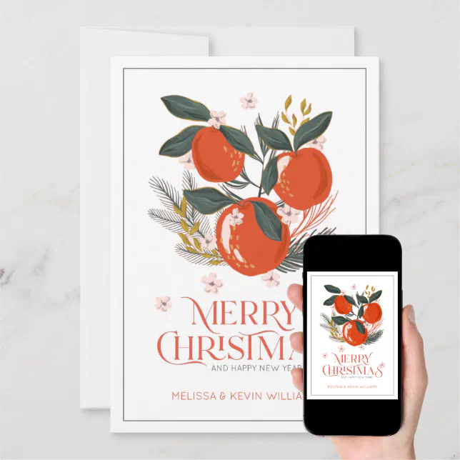 Merry Christmas typography Holiday fruit bouquet | Zazzle