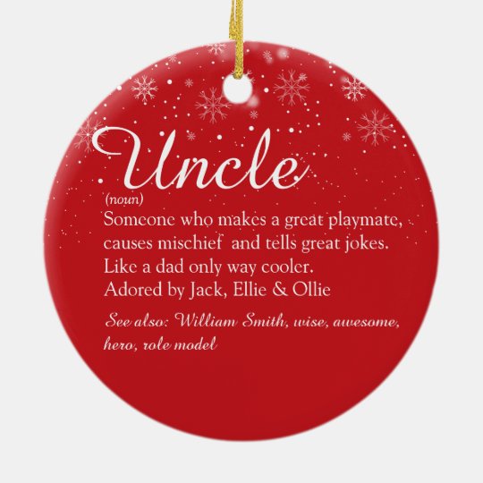 Merry Christmas Uncle Definition Snowflakes Script Ceramic Ornament ...