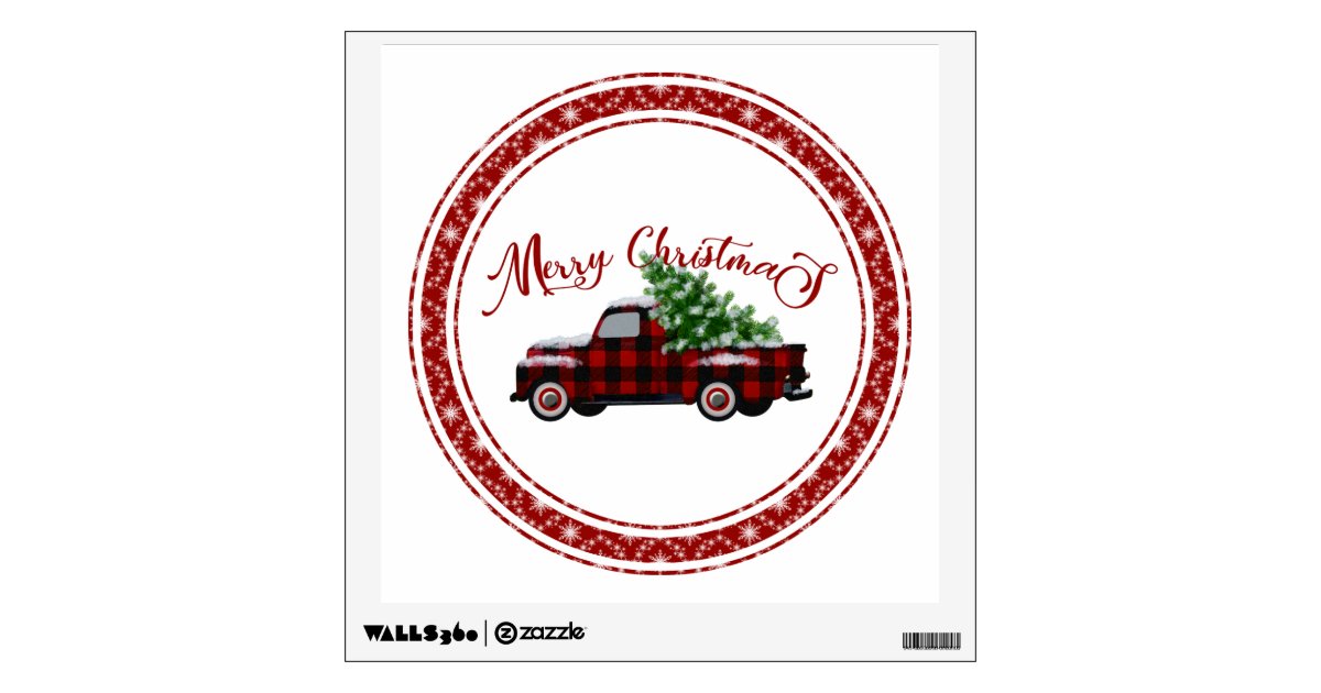 Merry Christmas! Vintage Pickup Truck Wall Decal | Zazzle