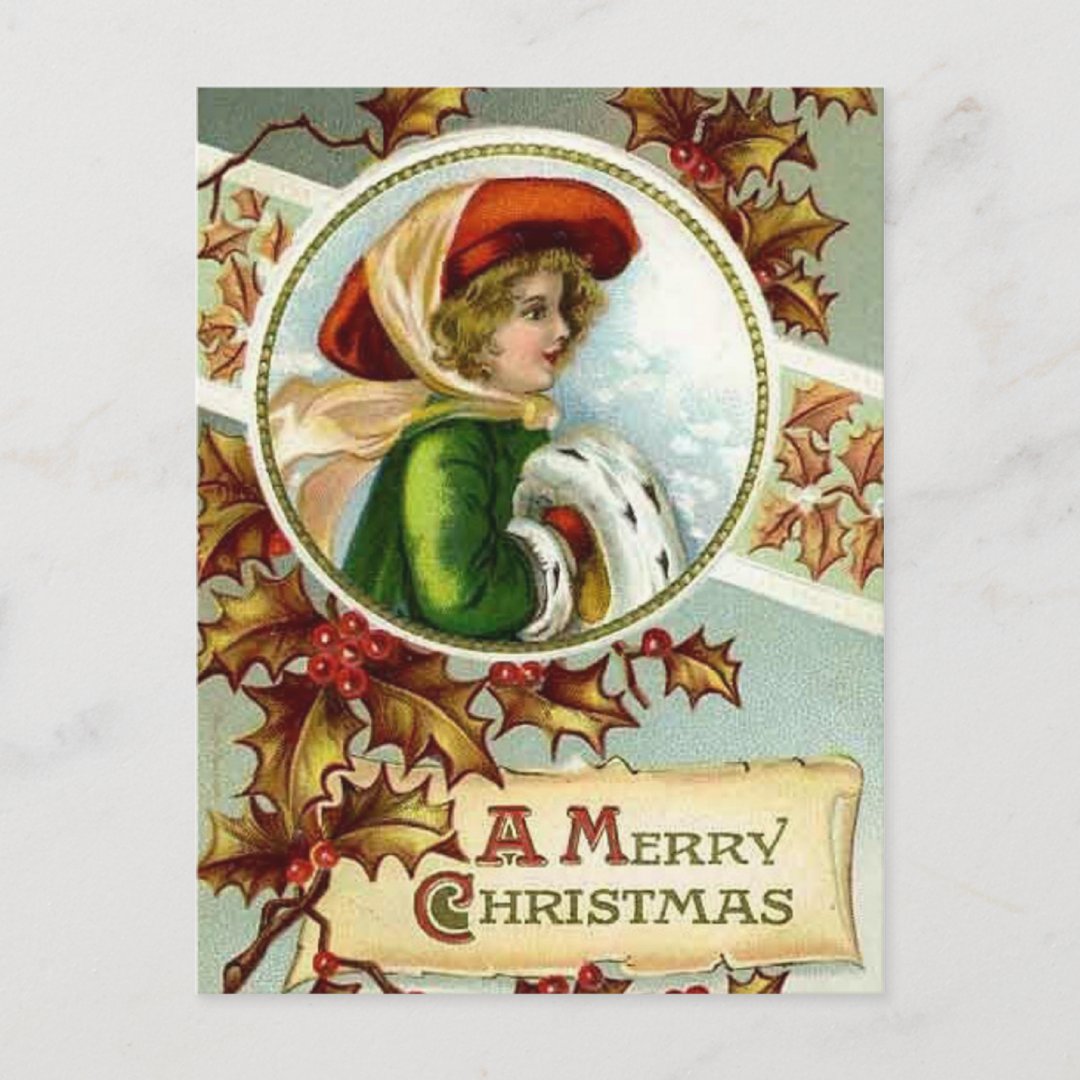 Merry Christmas Vintage Postcard | Zazzle