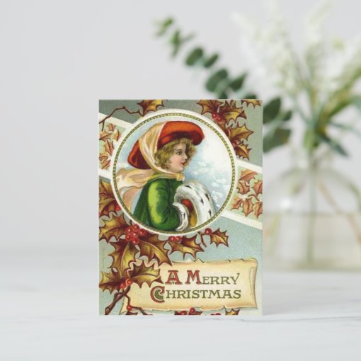 Merry Christmas Vintage Postcard | Zazzle