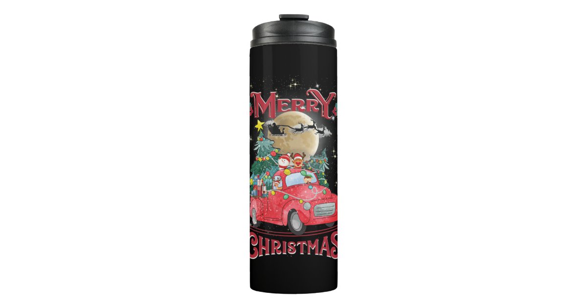 Merry Christmas Vintage Red Santa Truck Thermal Tumbler | Zazzle