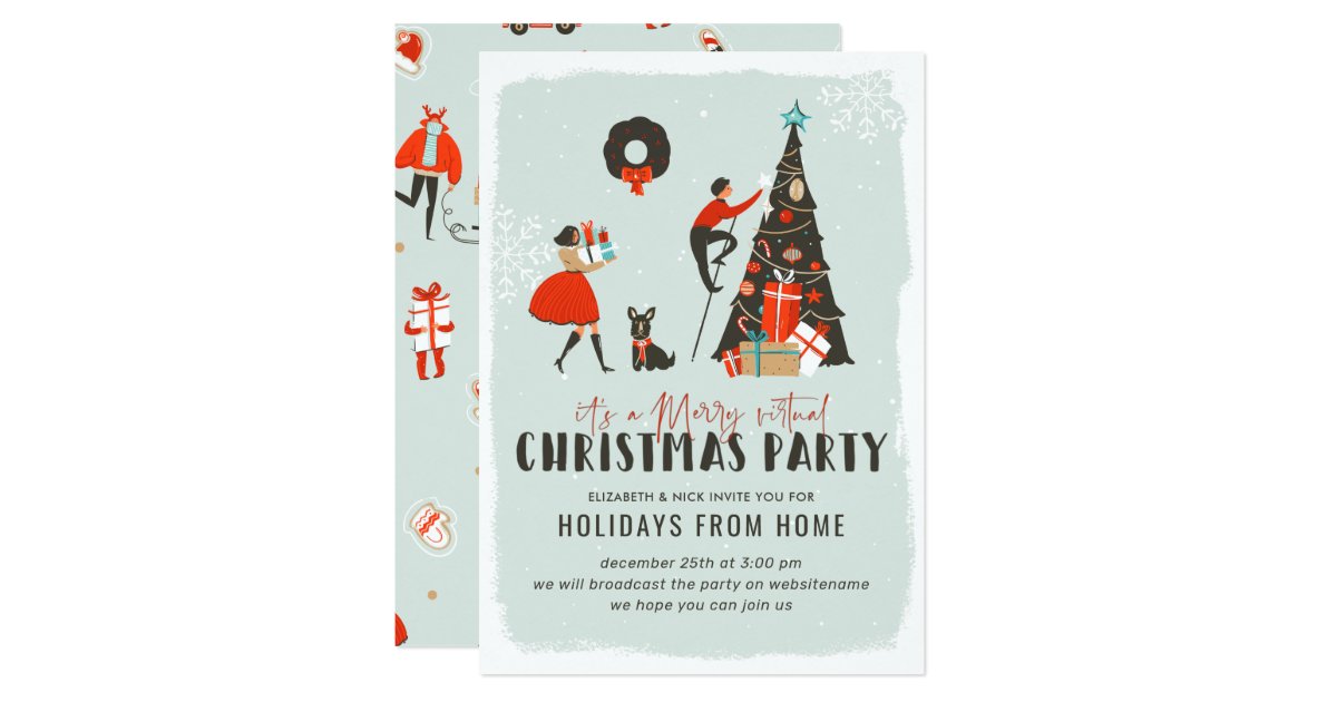 Merry Christmas | Virtual Christmas Holiday Party Invitation | Zazzle.com