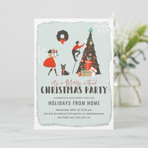 Merry Christmas | Virtual Christmas Holiday Party Invitation | Zazzle