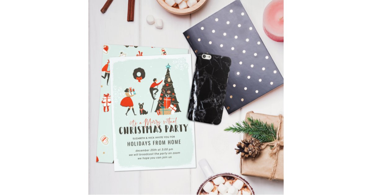 Merry Christmas | Virtual Christmas Holiday Party Invitation | Zazzle
