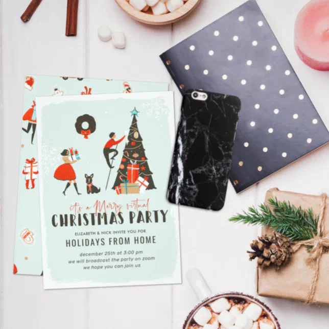 Merry Christmas | Virtual Christmas Holiday Party Invitation | Zazzle