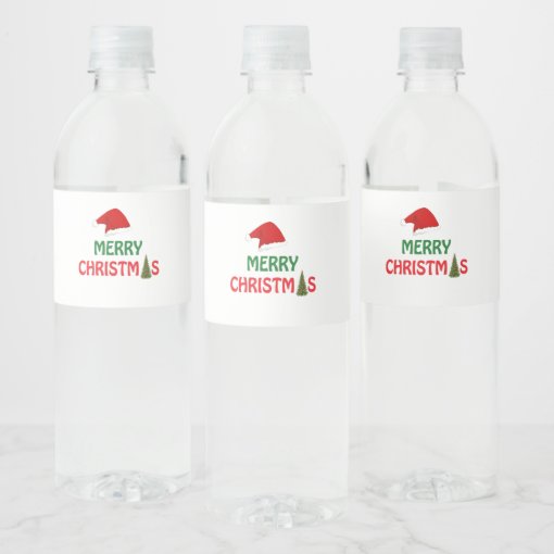 Merry Christmas Water Bottle Label | Zazzle