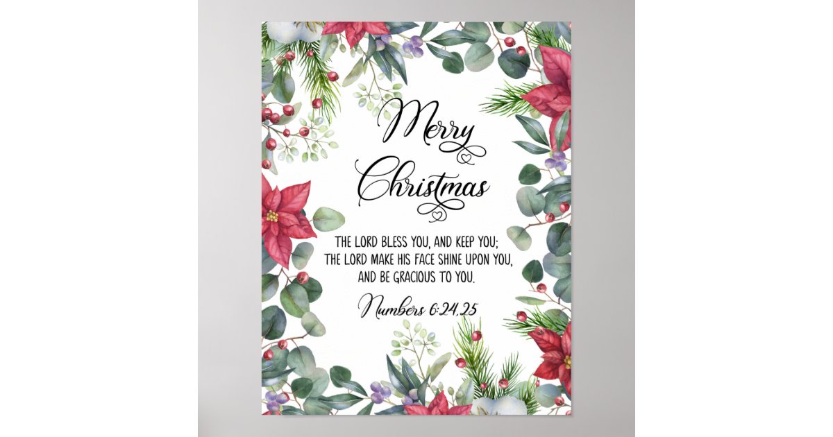 Merry Christmas, Watercolor Holiday Art, Christian Poster | Zazzle