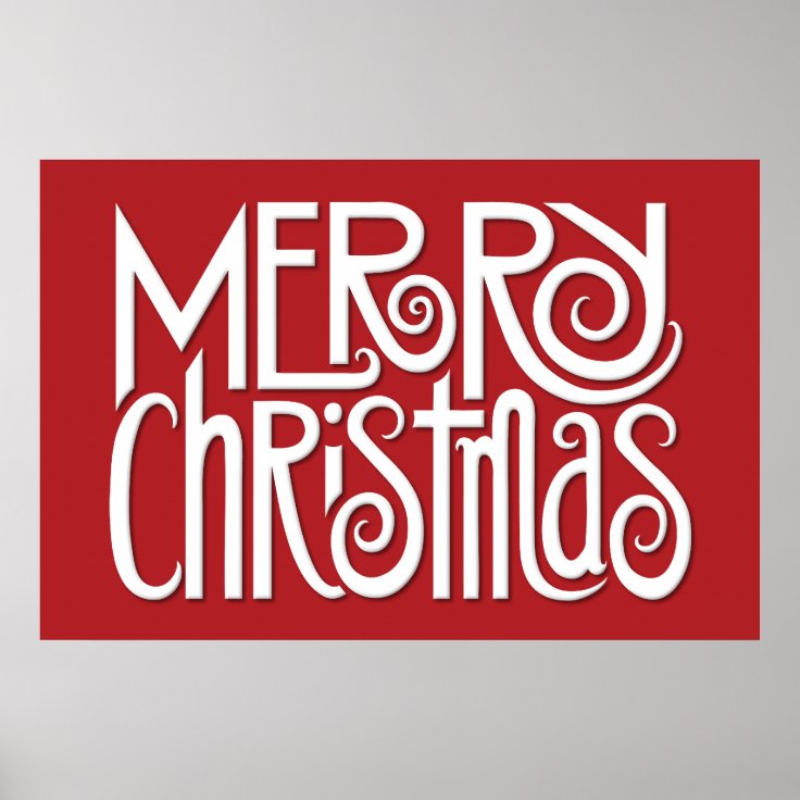 Merry Christmas white Poster | Zazzle