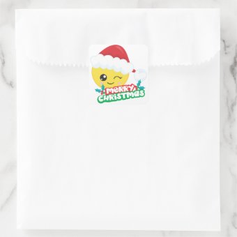 Merry Christmas Winking Emoji Stickers | Zazzle