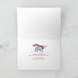 Merry Christmas Winter Polar Bear & Red Cardinal Holiday Card | Zazzle