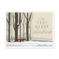 Merry Christmas Woodland Winter Forest Fox Holiday Postcard | Zazzle