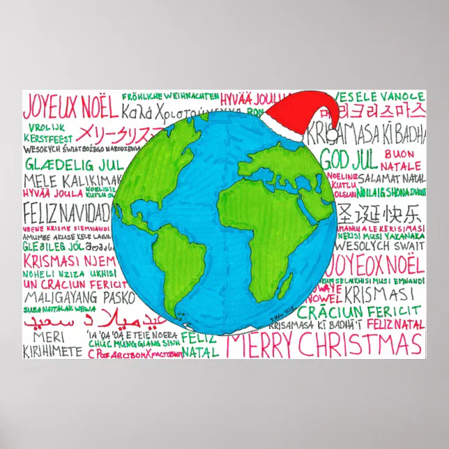 Merry Christmas World Languages Poster | Zazzle