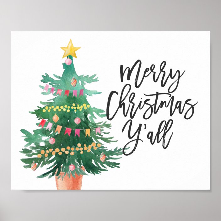 Merry Christmas Y'all, Christmas Tree Poster | Zazzle.com