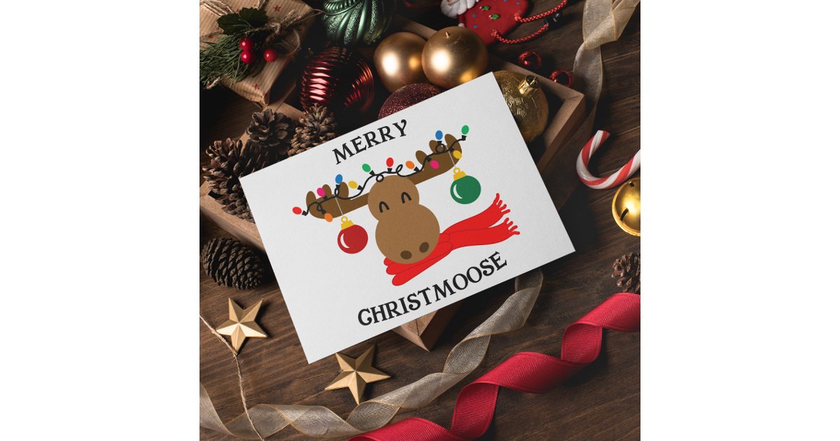 Merry Christmoose Personalized Christmas Card | Zazzle