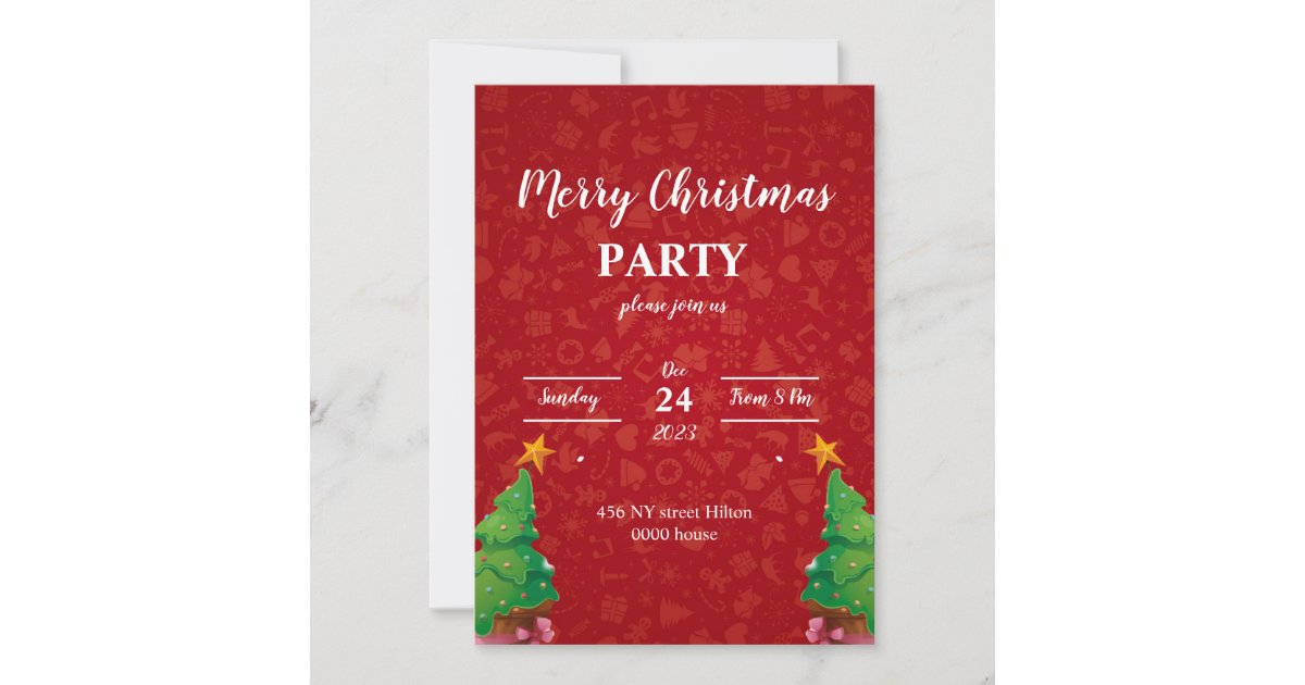 Merry chritsmas card invitation , Red xmas Card | Zazzle
