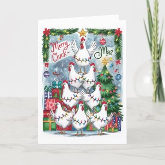 Merry Cluck-Mas Chickens Christmas Card | Zazzle