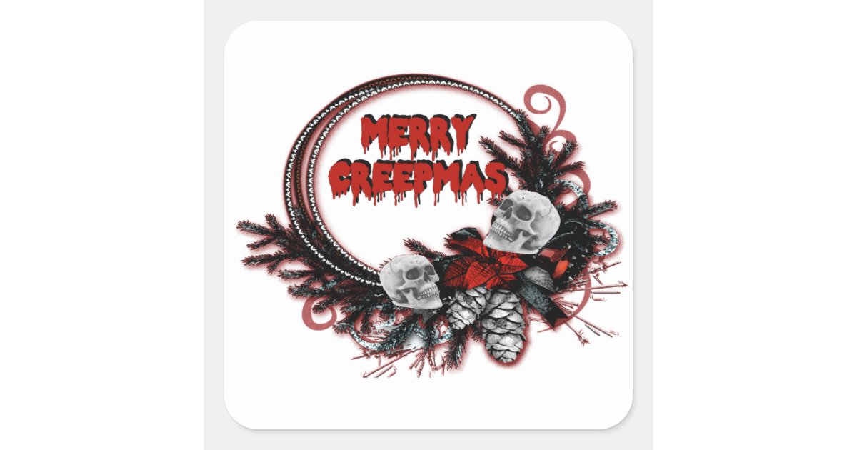 Merry Creepmas Horror Christmas Square Sticker | Zazzle