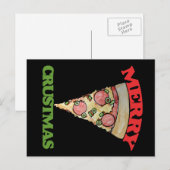 Merry Crustmas Christmas pizza Holiday Postcard | Zazzle