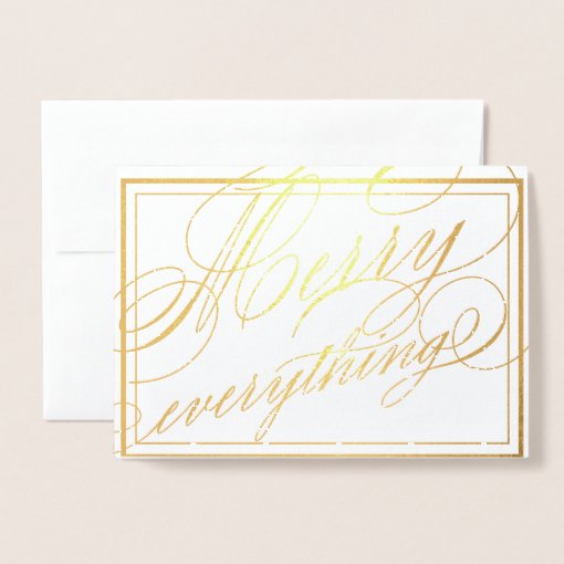 Merry Everything Elegant Calligraphy Script Foil Card | Zazzle