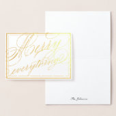 Merry Everything Elegant Calligraphy Script Foil Card | Zazzle
