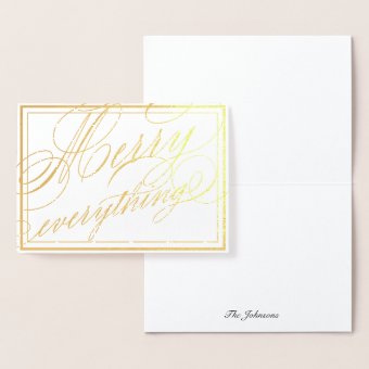 Merry Everything Elegant Calligraphy Script Foil Card | Zazzle