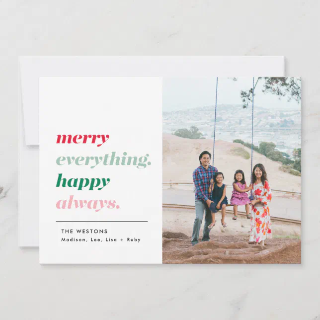 Merry Everything Happy Always Holiday Photo Card | Zazzle