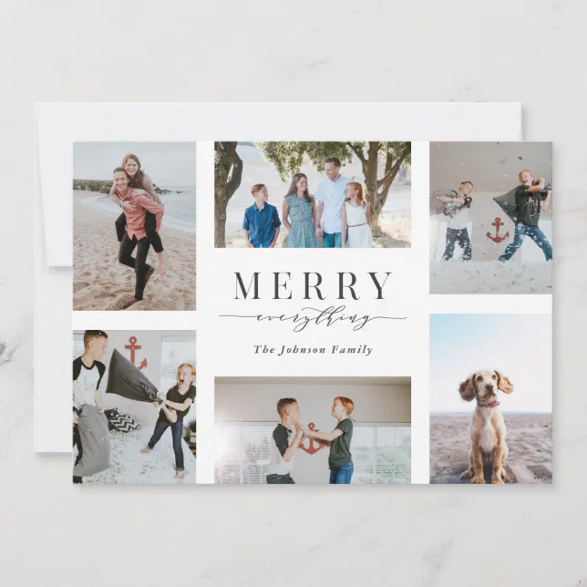Merry Everything Multi-Photo Holiday Card | Zazzle