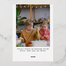 Merry Everything Script Custom Message Photo Gold Foil Holiday Card ...