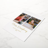 Merry Everything Script Custom Message Photo Gold Foil Holiday Card ...