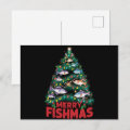 Merry Fishmas Christmas Tree Lights Fish Fishing Holiday Postcard | Zazzle