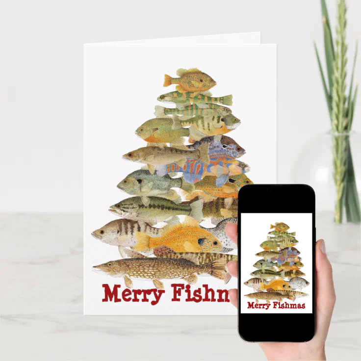 Merry Fishmas-Freashwater Fish Christmas Tree Holiday Card | Zazzle