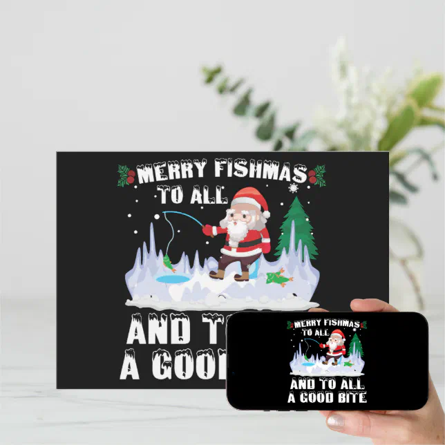 Merry Fishmas Funny Fish Fishing Fisherman Xmas Invitation | Zazzle
