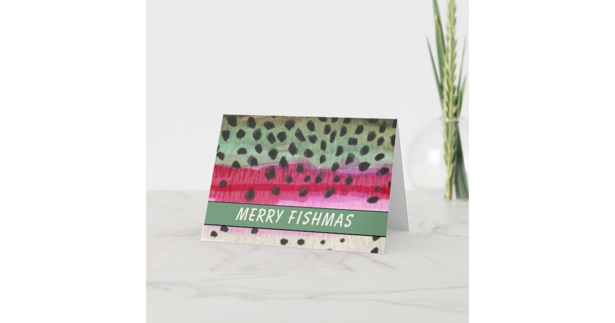 Merry Fishmas Trout Fisherman's Holiday Card | Zazzle