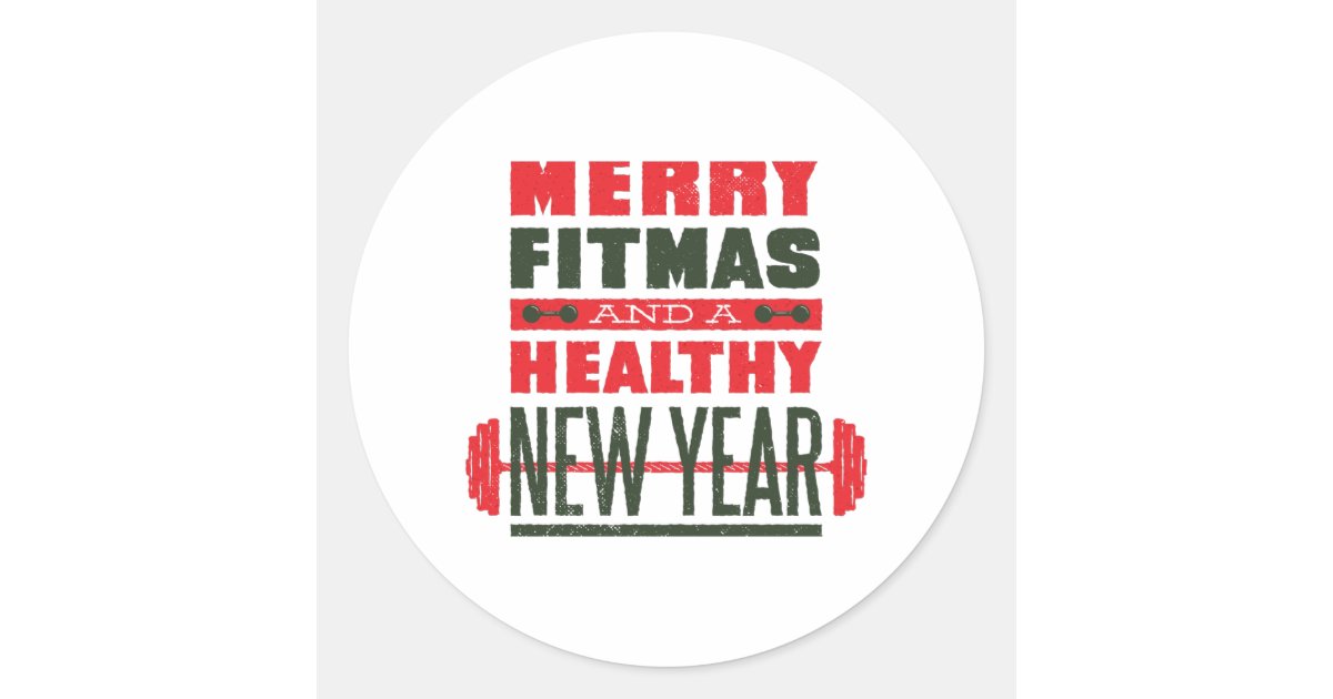 Merry fitmas classic round sticker | Zazzle