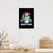 Merry Fitmas, Funny Christmas Snowman Gym Lifting Poster | Zazzle