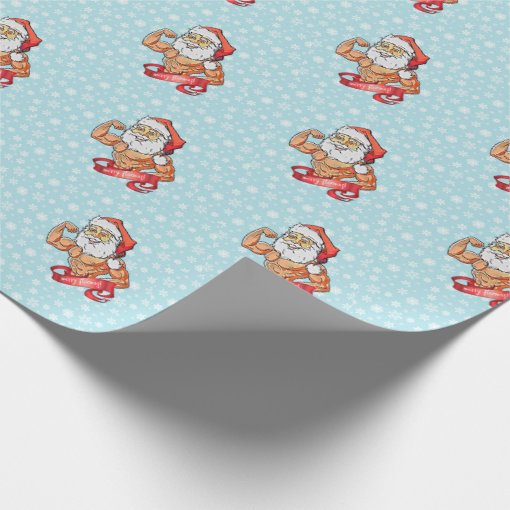 Merry Flexmas Santa Musclehead Wrapping Paper | Zazzle