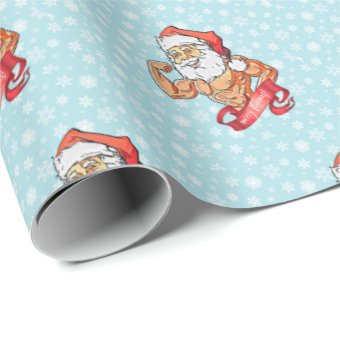 Merry Flexmas Santa Musclehead Wrapping Paper | Zazzle