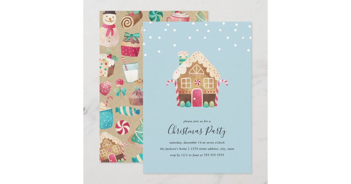 Merry Gingerbread House Christmas Party Invitation | Zazzle