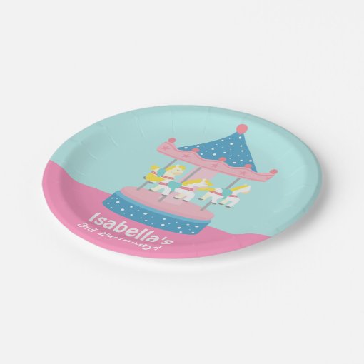 Merry Go Round Carousel Girls Birthday Party Paper Plates | Zazzle