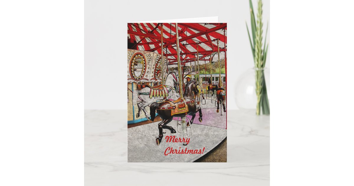Merry-go-round Christmas card | Zazzle