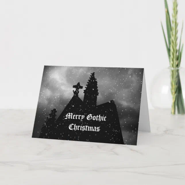 Merry Gothic Christmas card for your text | Zazzle